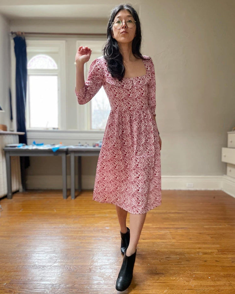 Marisol Dress / Pink + Milkly White Liberty Floral Cotton - Onirik